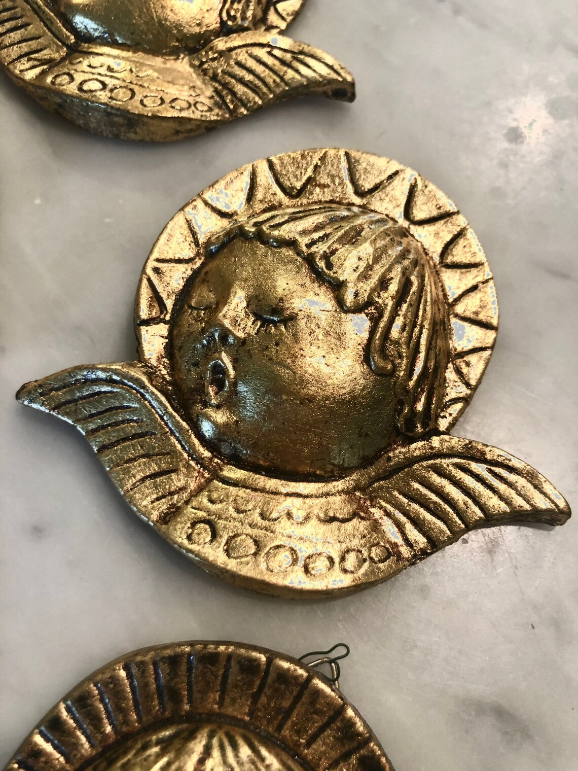 Vintage Gold Florentine Angel Ornaments From Italy | Etsy