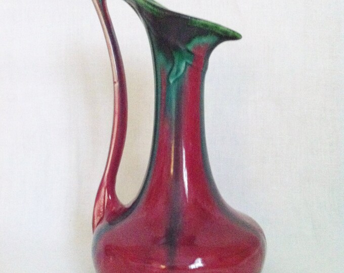 Art Nouveau Ewer Oxblood Red Green Drip Glazed Pitcher Thulin Belgian ...