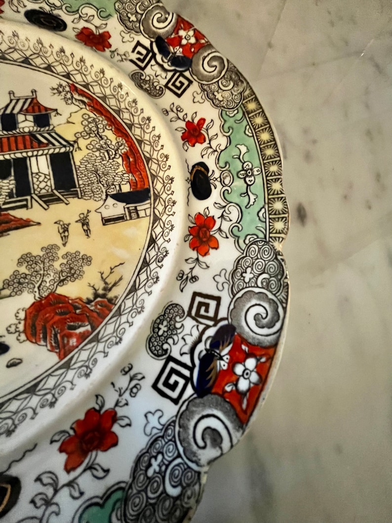 Antique 19th Century Ironstone Masons Plate With Pagoda and Chinoiserie ...