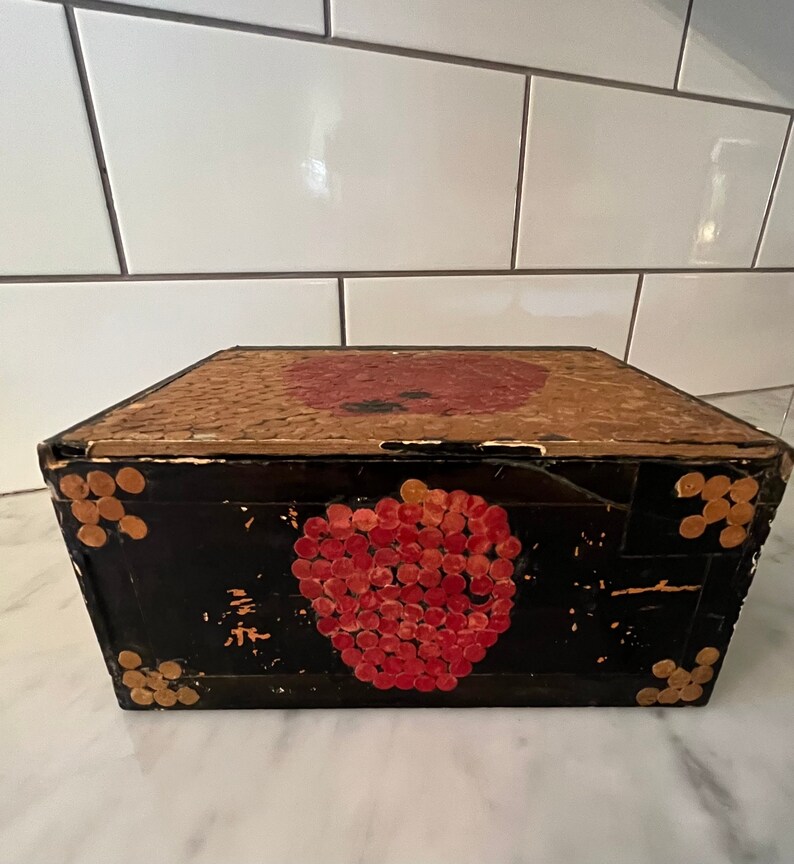 Antique Cigar Box Folk Art Collage School Box With Apple 19th - Etsy