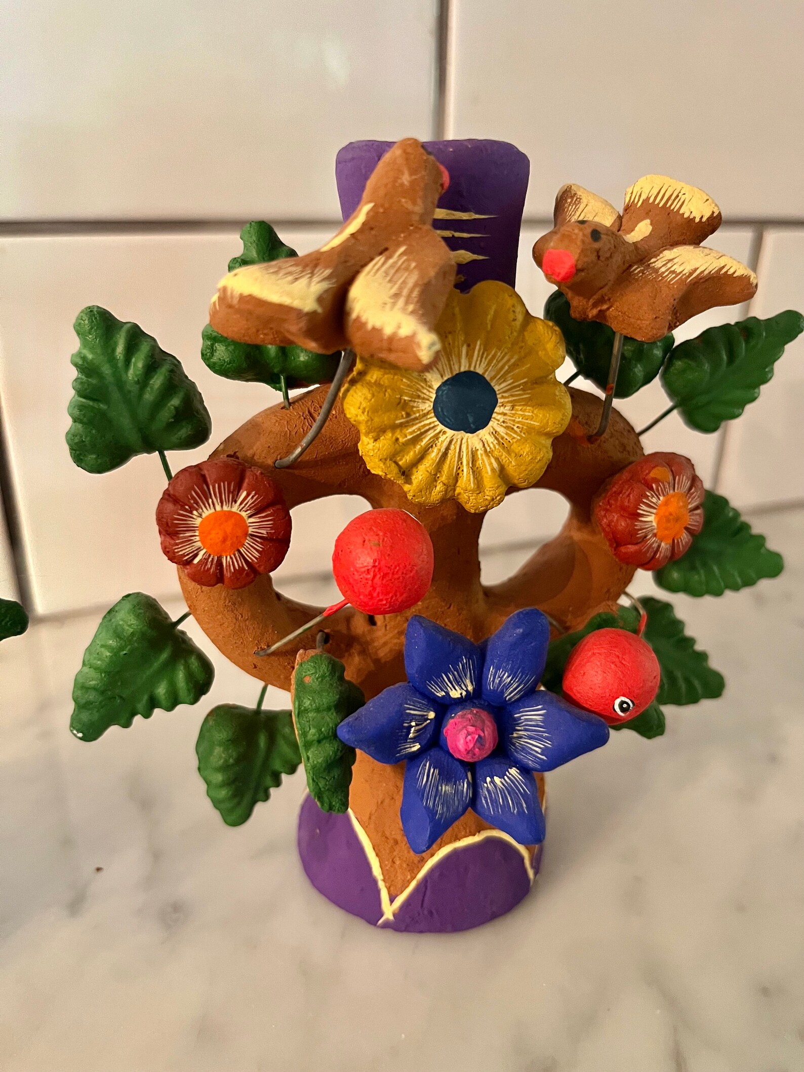 Mexican Tree of Life Pottery Folk Art Candle Holders - Etsy