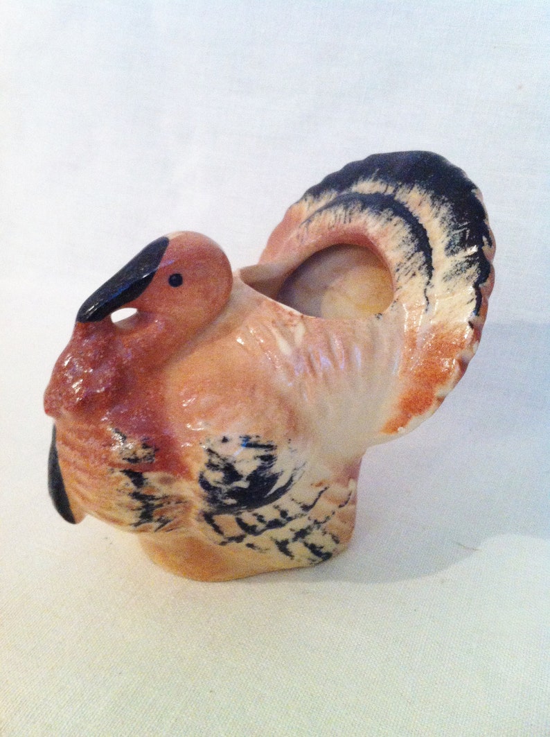 Vintage Ceramic Turkey Planter Thanksgiving Centerpiece Fall - Etsy