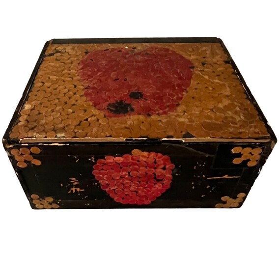 Antique Cigar Box Folk Art Collage School Box With Apple 19th - Etsy