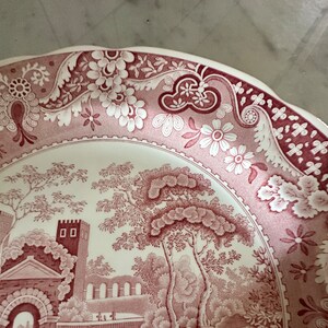 Vintage Spode Castle Cranberry and White Transferware Dinner Plate - Etsy