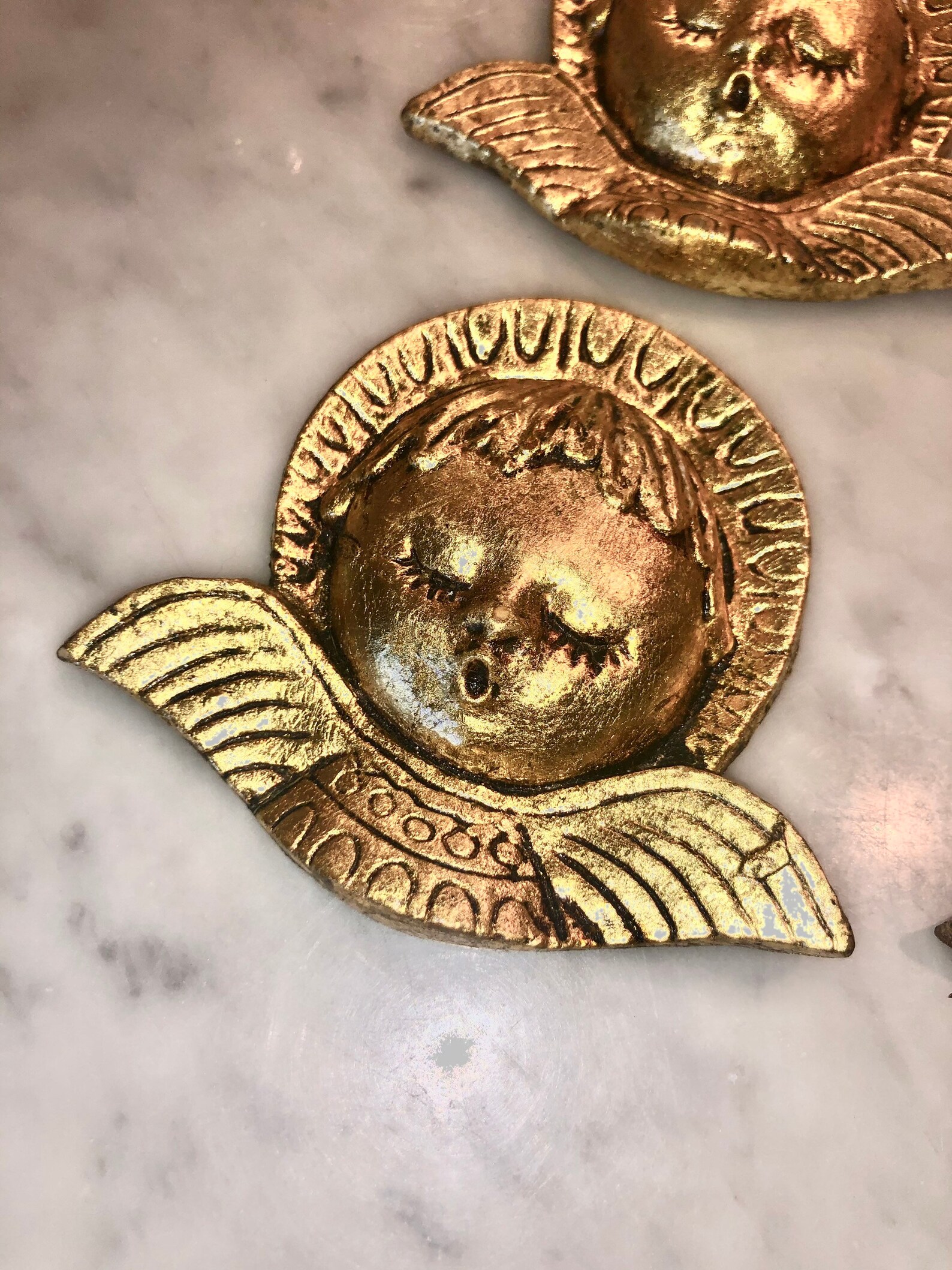 Vintage Gold Florentine Angel Ornaments From Italy | Etsy