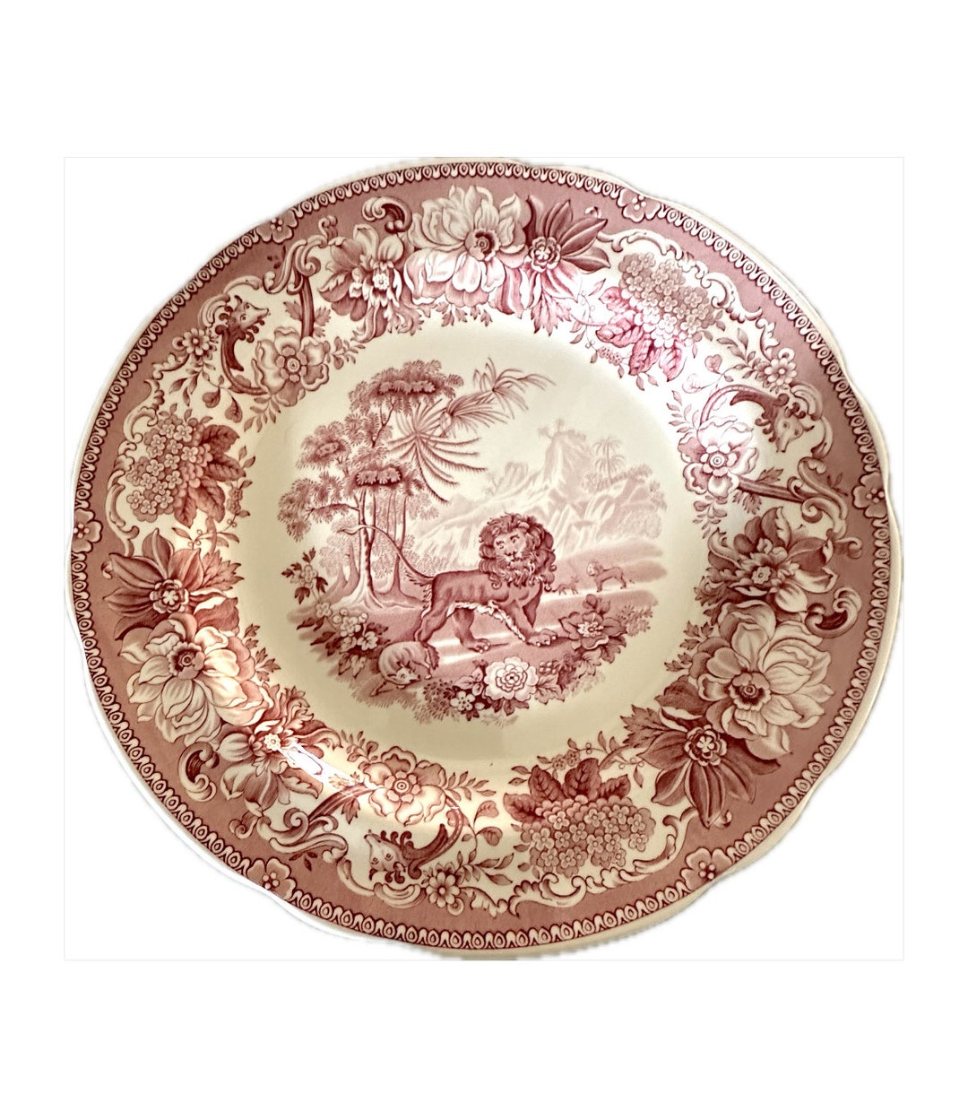 Vintage Spode Aesops Fables Dinner Plate in Cranberry - Etsy