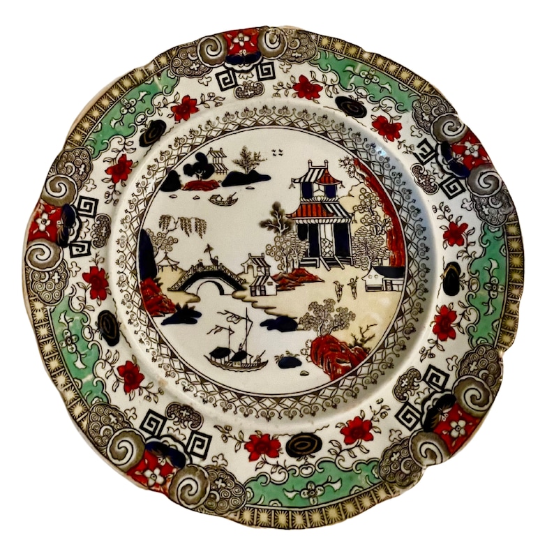 Antique 19th Century Ironstone Masons Plate With Pagoda and Chinoiserie ...