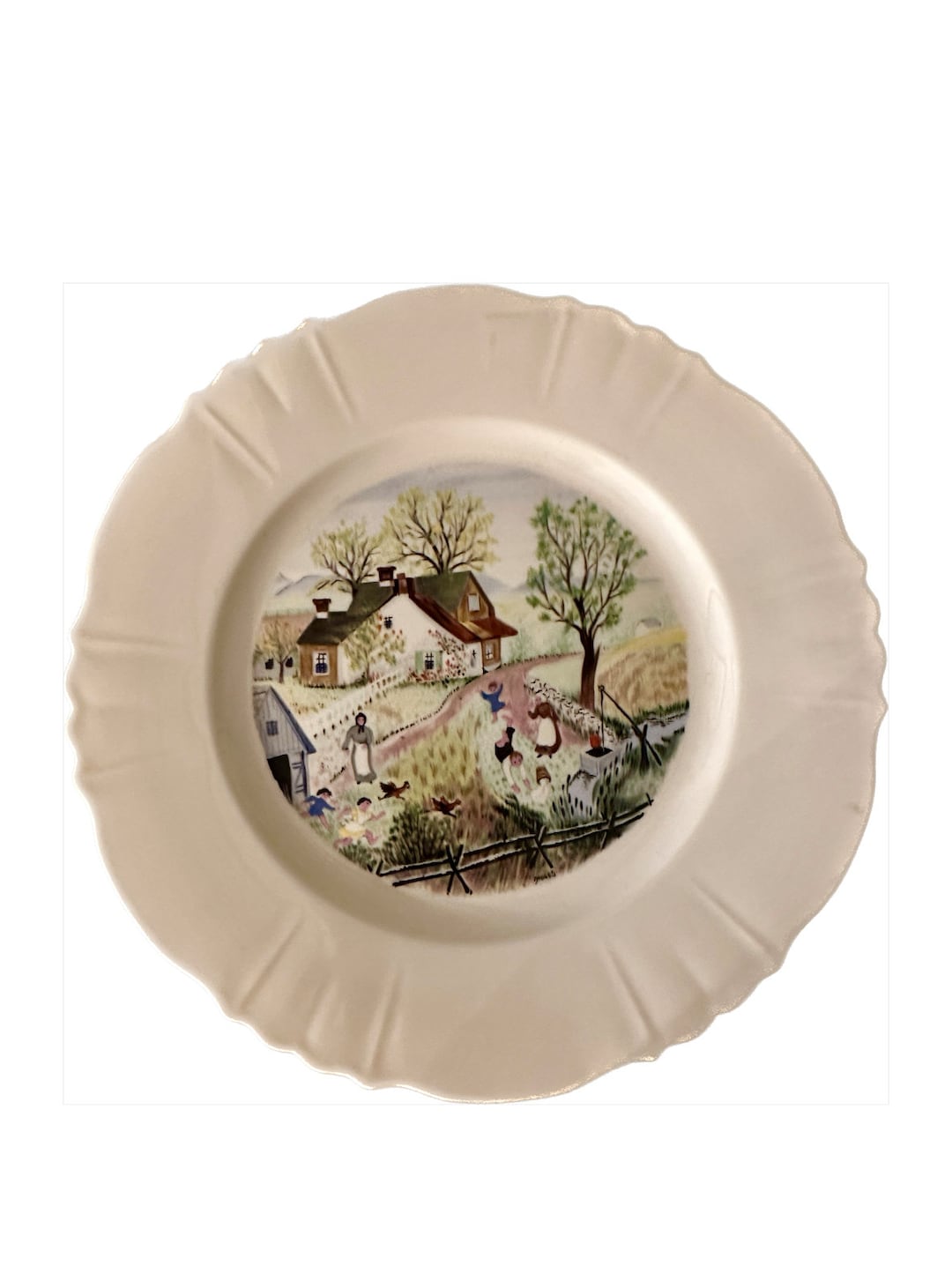 Vintage Grandma Moses Folk Art Plate Jack and Jill - Etsy