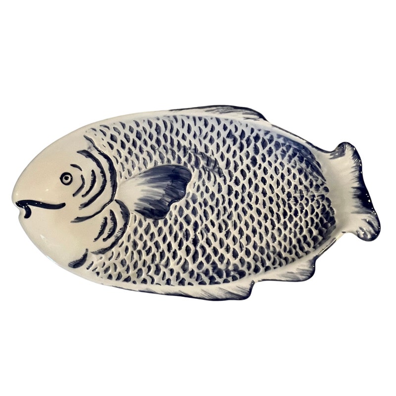White Ceramic Fish Platter - Etsy