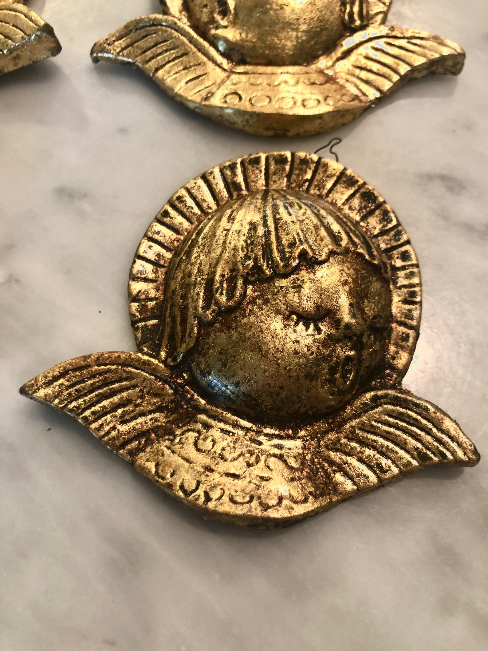 Vintage Gold Florentine Angel Ornaments From Italy | Etsy