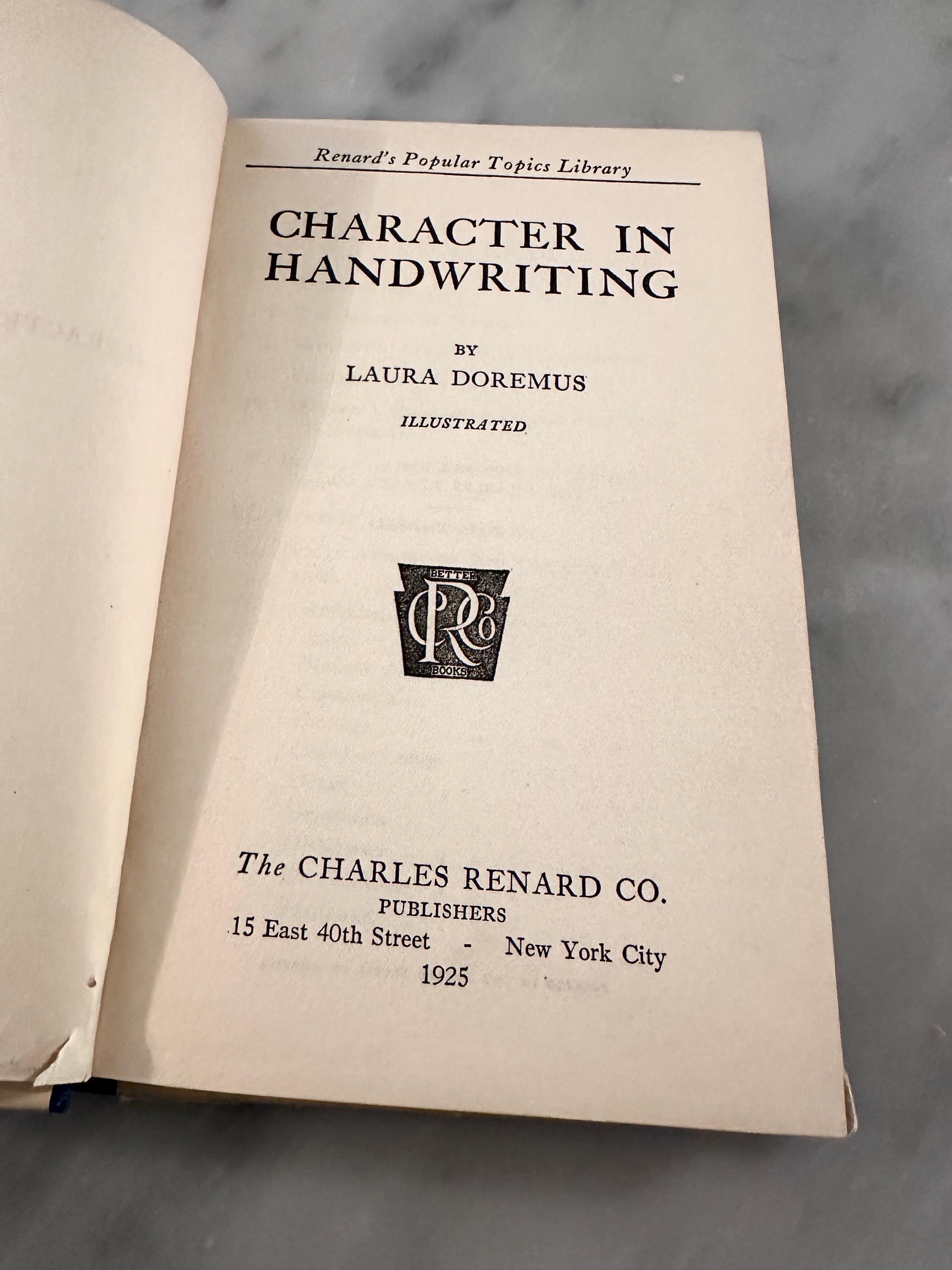 Antiquarian Book, Character in Handwriting, Published in 1925- Very ...