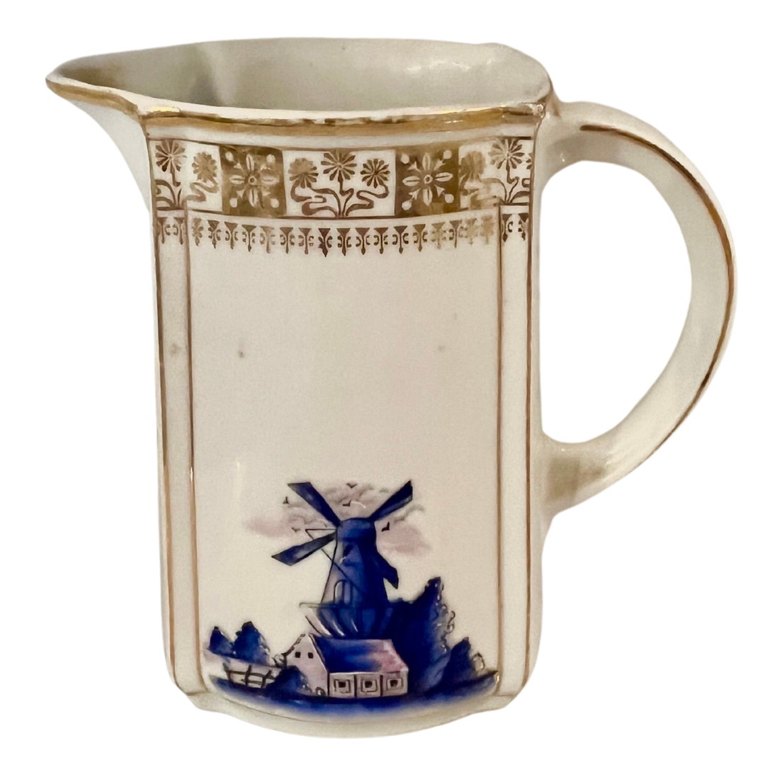 Vintage Small Blue White Delft Pitcher With Gilt Trim - Etsy