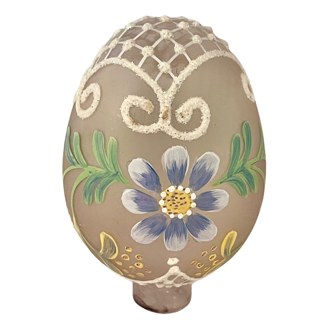 Antique Glass Folk Art Easter Egg With Antique Glitter - Etsy