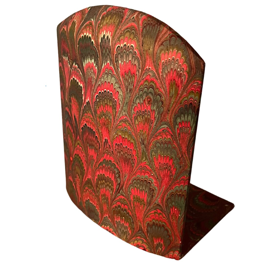 Vintage Florentine Marbleized Paper Bookend - Etsy