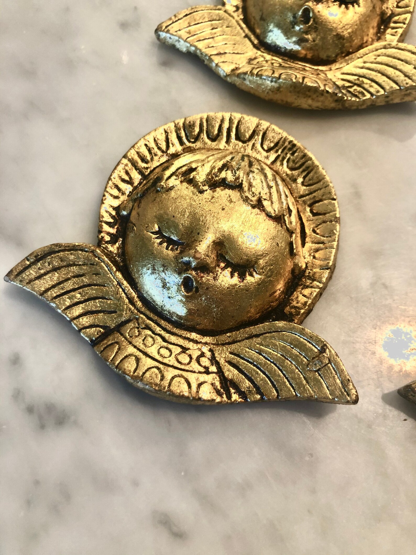 Vintage Gold Florentine Angel Ornaments From Italy | Etsy