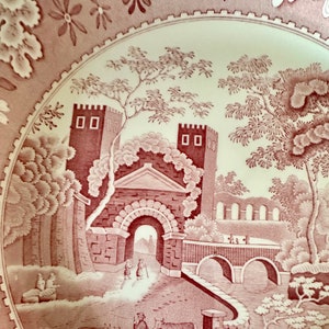 Vintage Spode Castle Cranberry and White Transferware Dinner Plate - Etsy