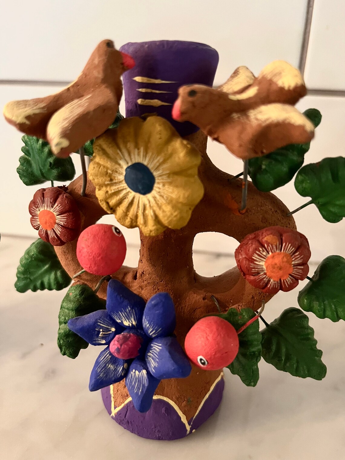 Mexican Tree of Life Pottery Folk Art Candle Holders - Etsy