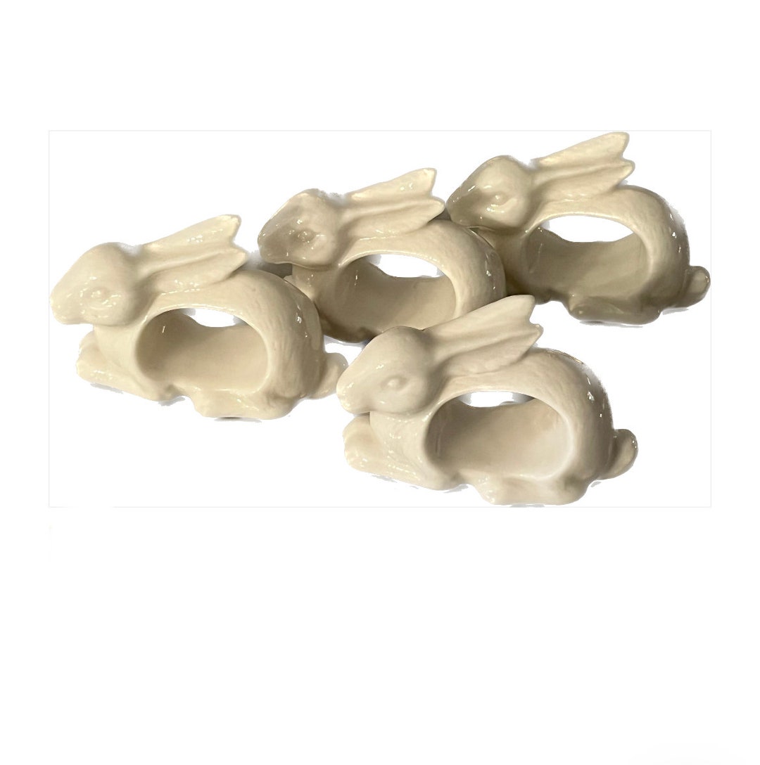 Vintage White Porcelain Rabbit Napkin Rings for Easter Decor - Etsy
