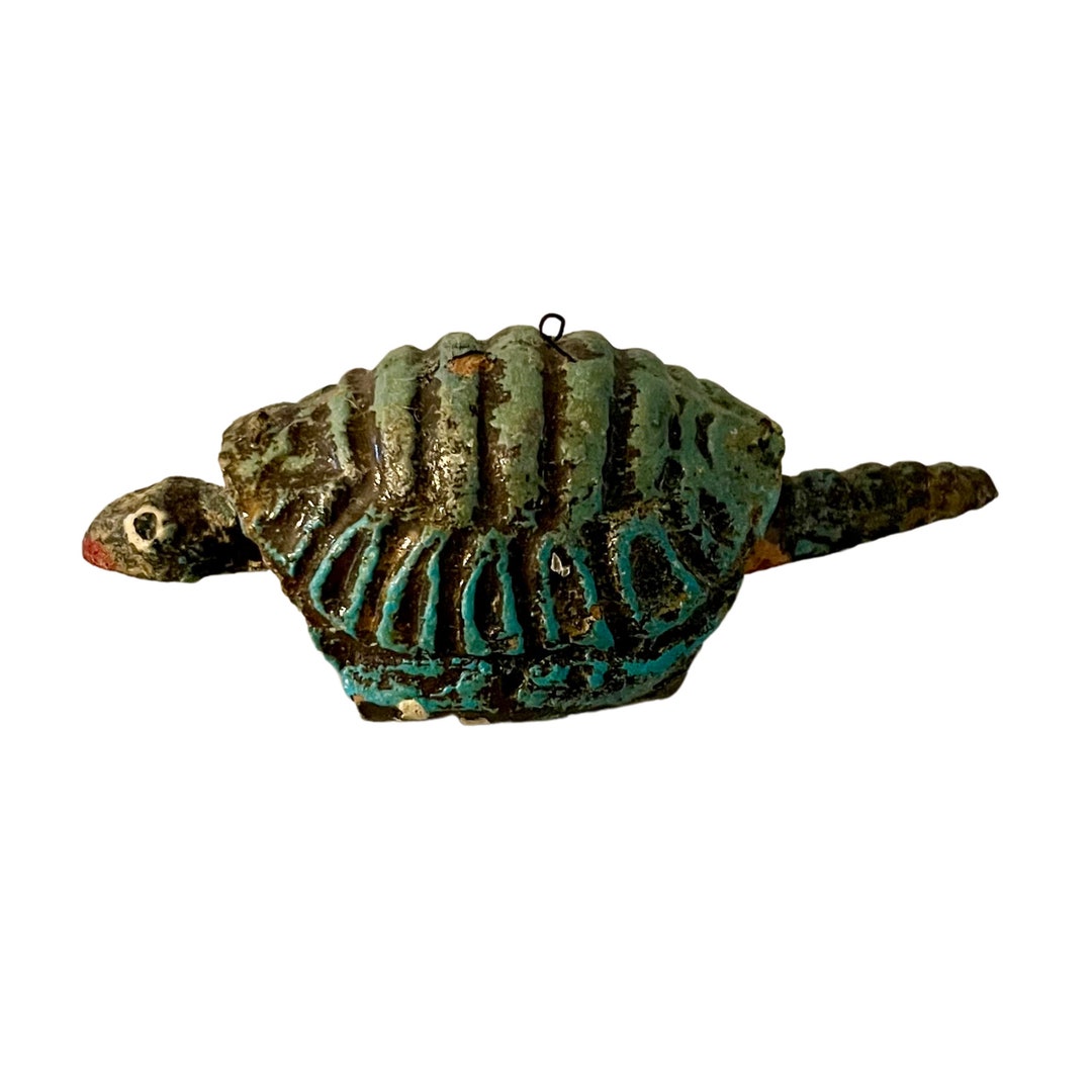 Vintage Bobbing Head Rustic Folk Art Turtle Ornament From Mexico - Etsy