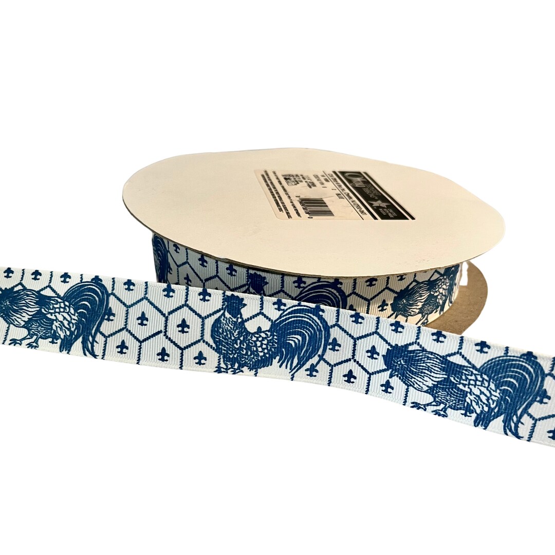Vintage Offray Blue White Rooster Toile Grosgrain Ribbon - Etsy