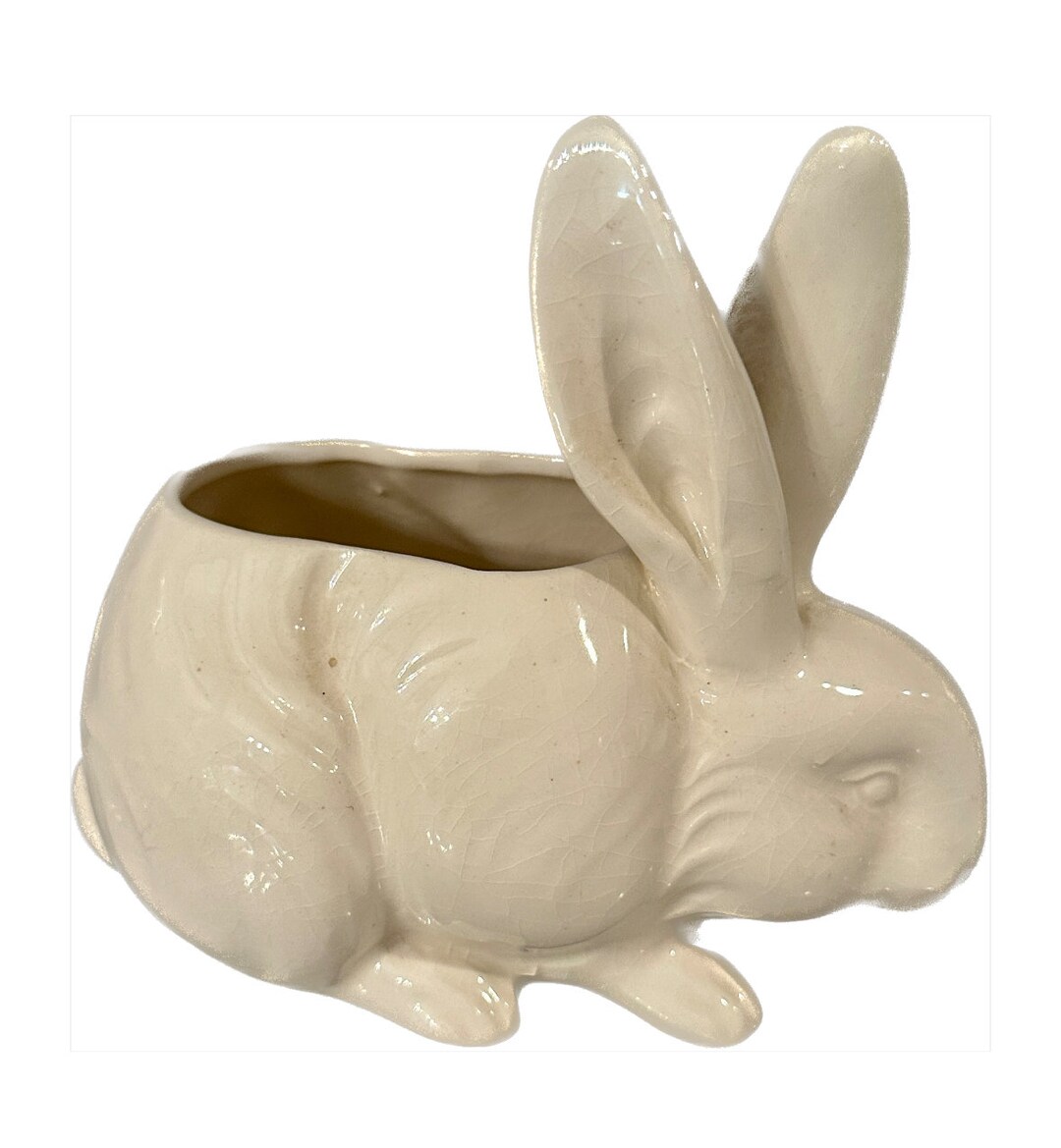 Vintage White Ceramic Bunny Planter Easter Decor - Etsy