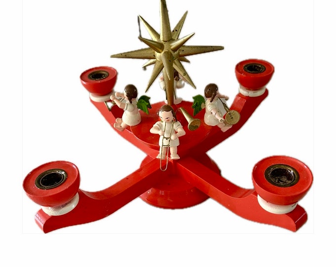 Erzgebirge Advent Candelabra Wooden German Angels - Etsy