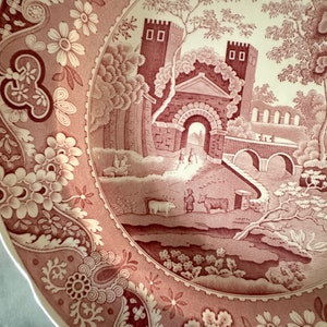 Vintage Spode Castle Cranberry and White Transferware Dinner Plate - Etsy