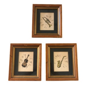 Jazz Instrument Prints, Set of 3 Music Themed Prints, Gallery Wall ...