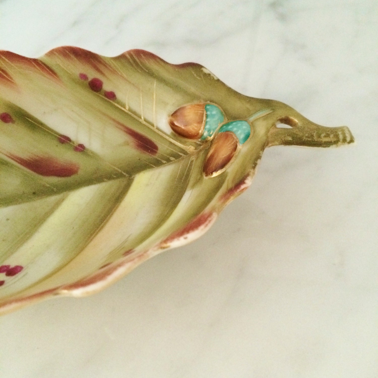 Vintage Leaf Dish Ceramic Leaf Dish Green Aqua Leaf Decor - Etsy UK