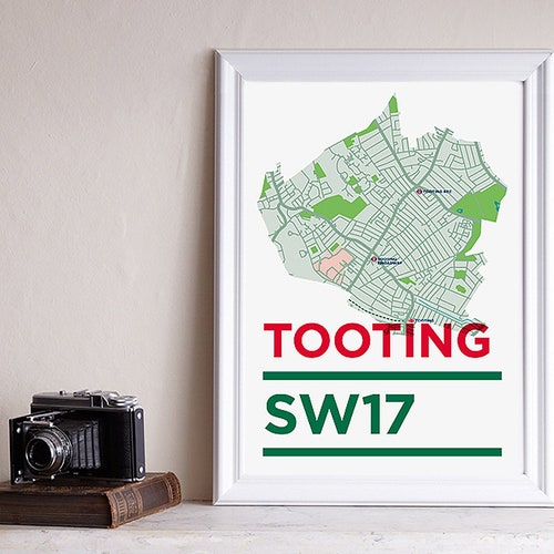 SW17 Tooting A3 Print London Postcode Postcode Print - Etsy