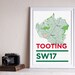 SW17, Tooting, A3 Print, London Postcode, Postcode Print, South West ...