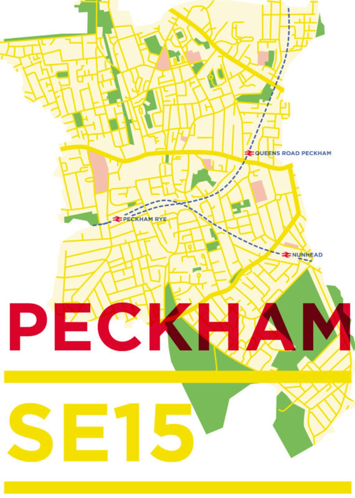 SE15 Print / Peckham Print, South East London, London Map, A3 Print ...