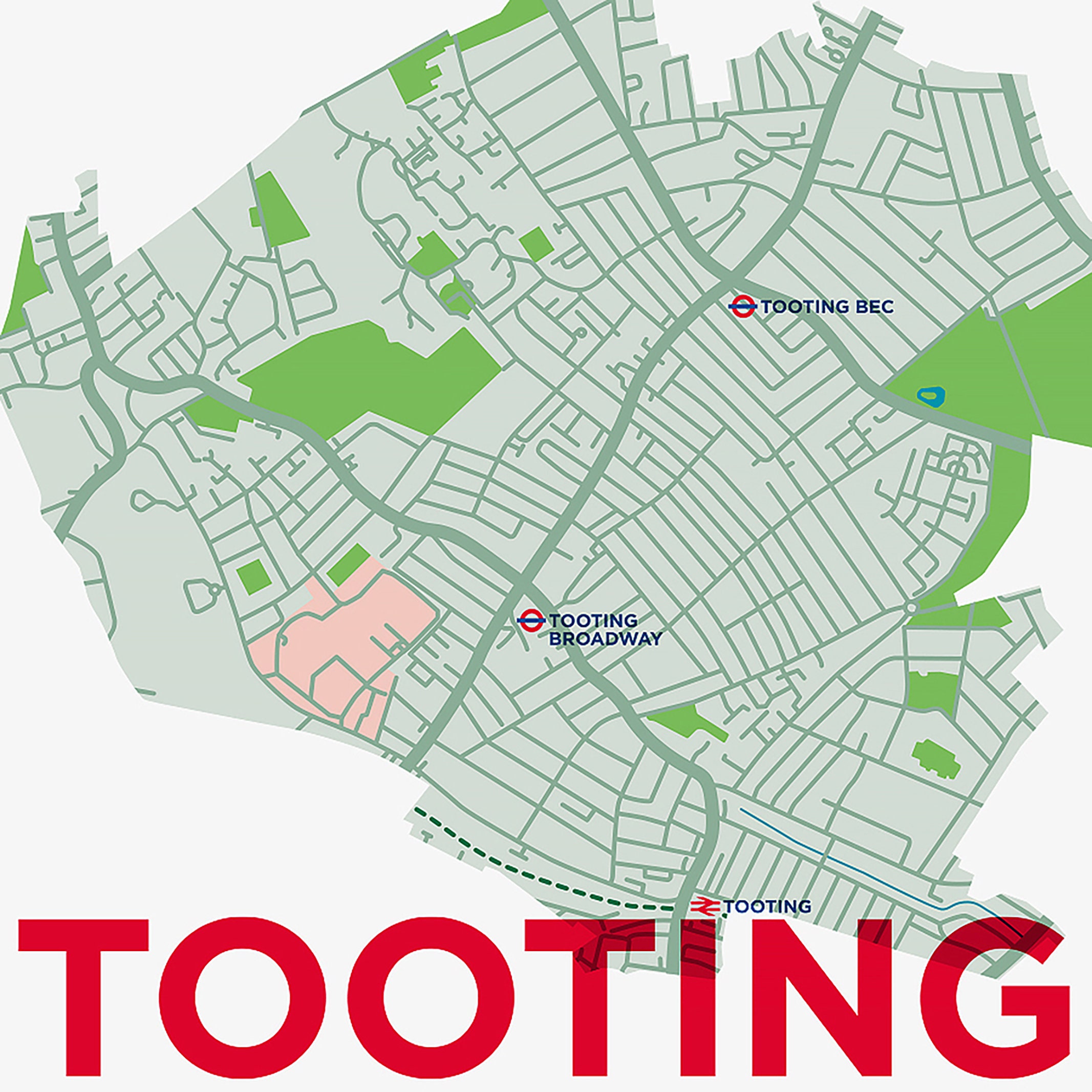 SW17, Tooting, A3 Print, London Postcode, Postcode Print, South West ...
