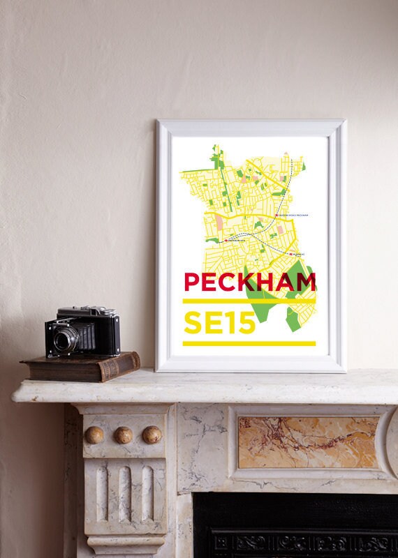 SE15 Print / Peckham Print, South East London, London Map, A3 Print ...