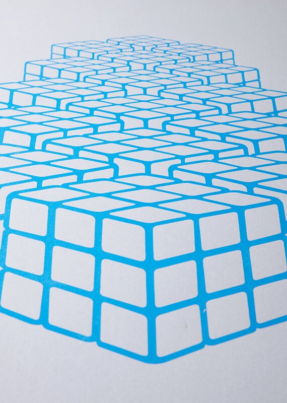 Rubix Returns Screenprint/ Rubix Cube Screenprint, Retro Screenprint ...