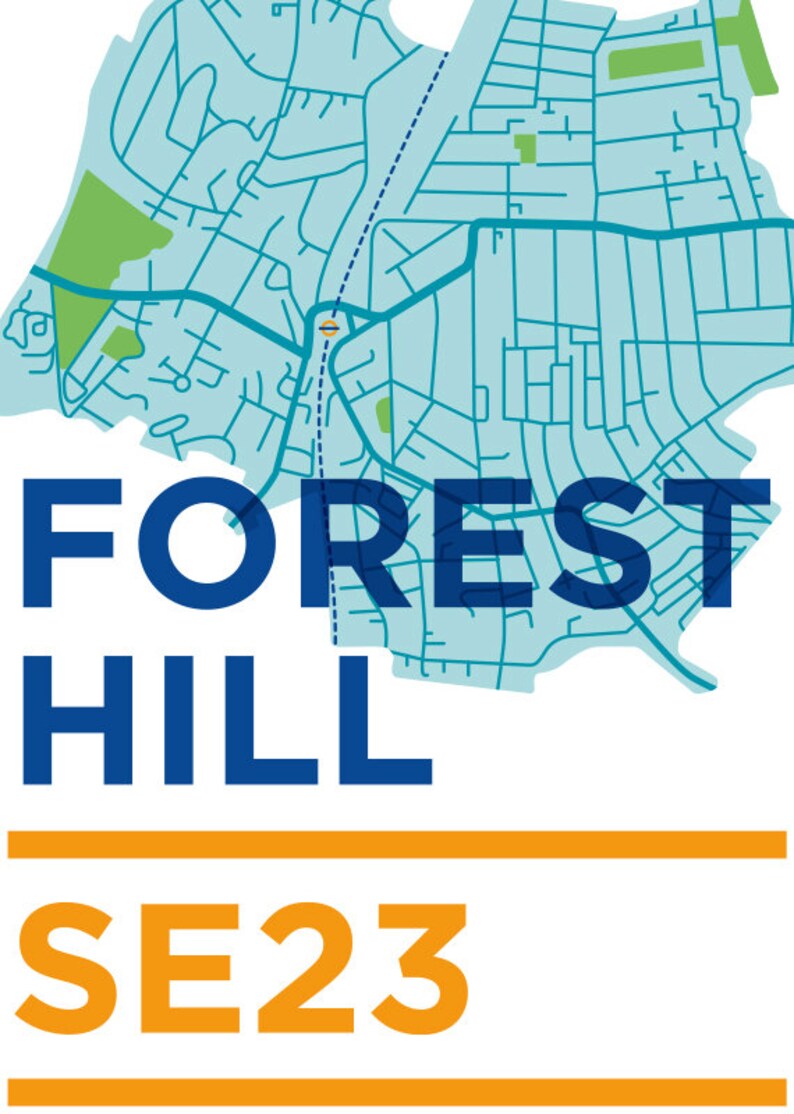 SE23 Print / Forest Hill Print, South East London, London Map, A3 Print ...