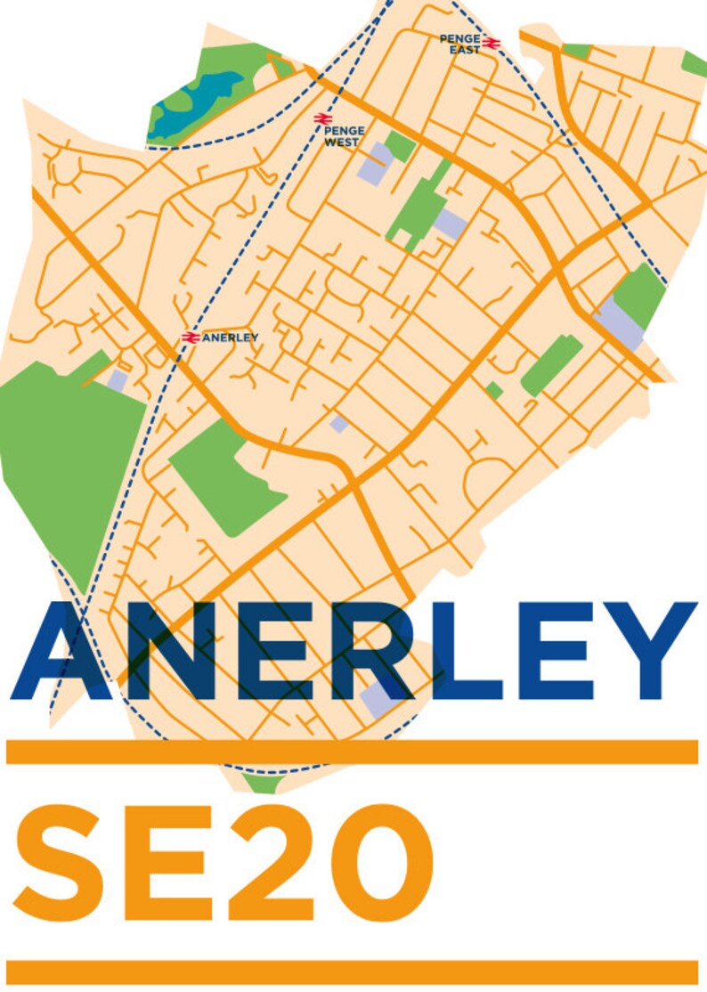 SE20, Anerley, A3 Print, Penge, London Postcode, Postcode Print, South ...