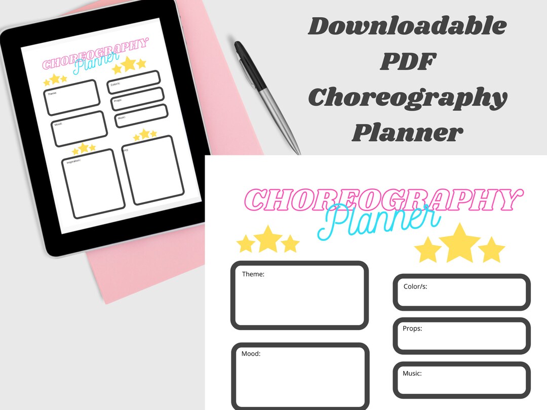 Choreography Planner Printable PDF for Dance, Dance Logbook, Dance ...