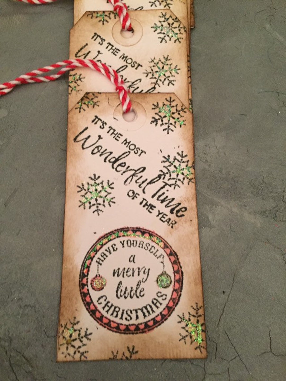 Rustic Christmas Gift Tags, Glitter Snowflake Hang Tags, Set of 5 - Etsy
