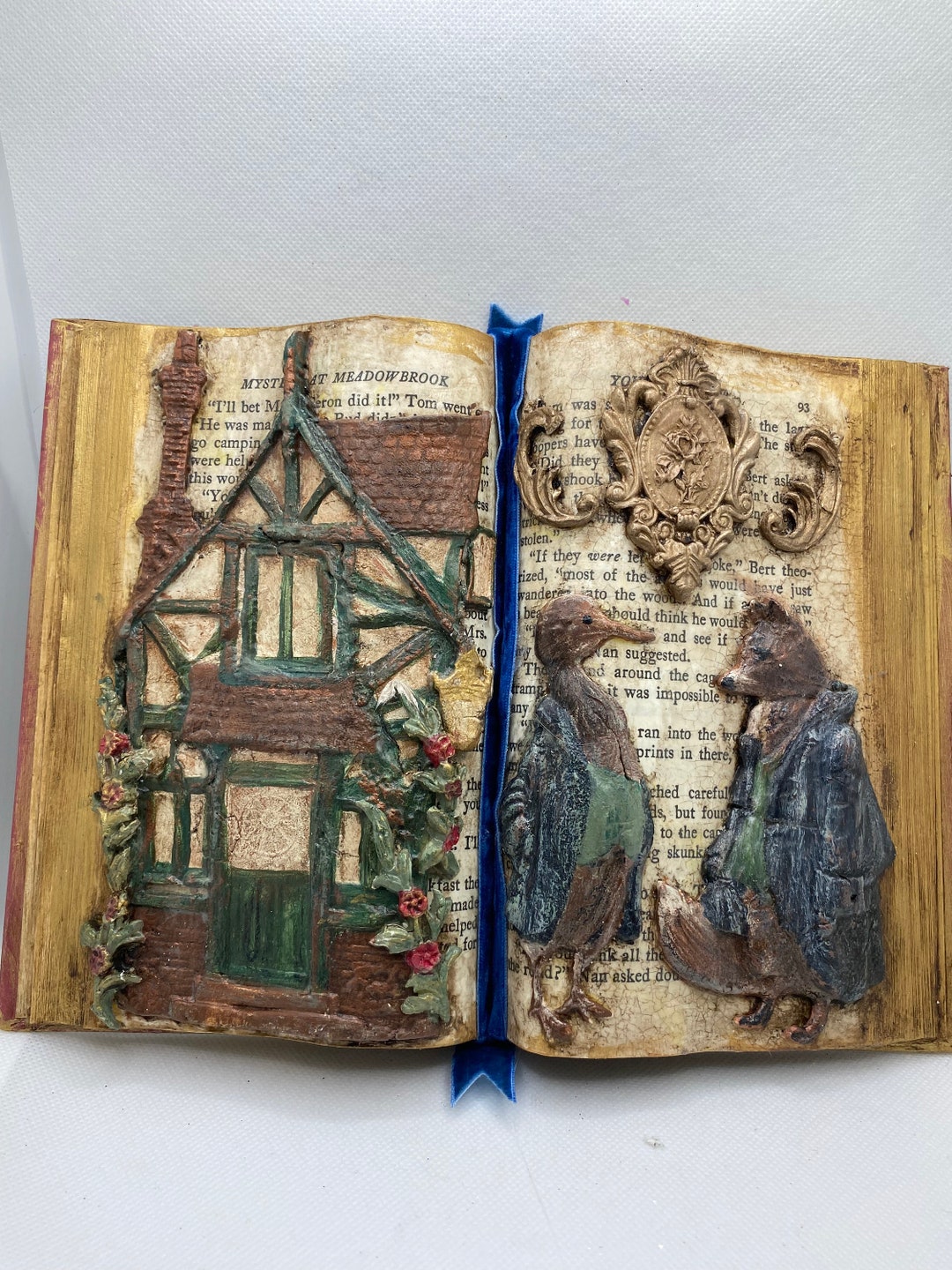 Altered Fairytale Book, Decoupaged Fox and Goose Decor, Cottage ...