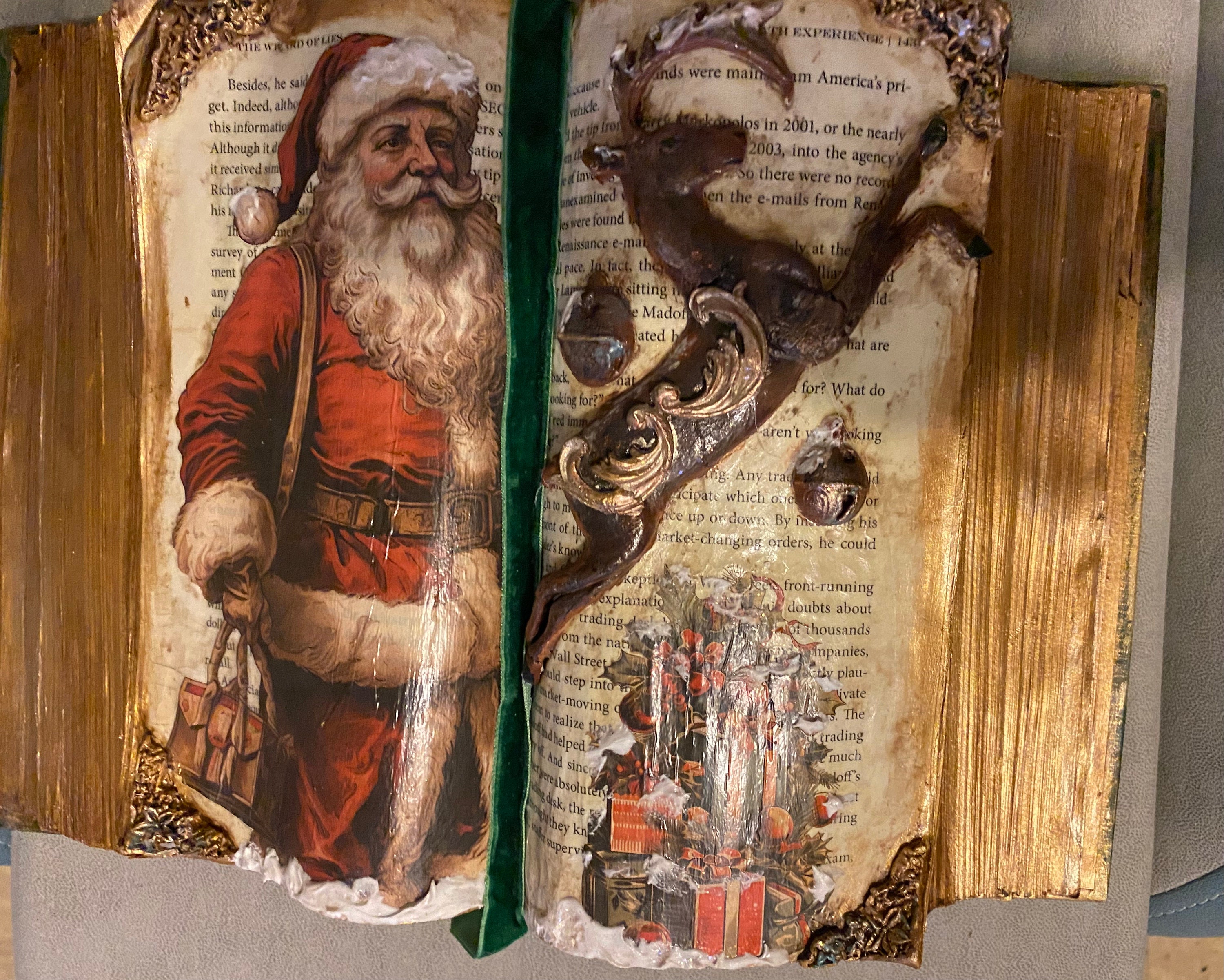 Altered Santa Art Book, Mixed Media Assemblage, Christmas Decorations ...