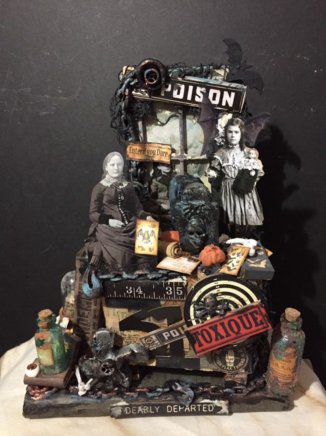 Halloween Miniature Diorama Steampunk Mixed Media Art Assemblage Gothic ...