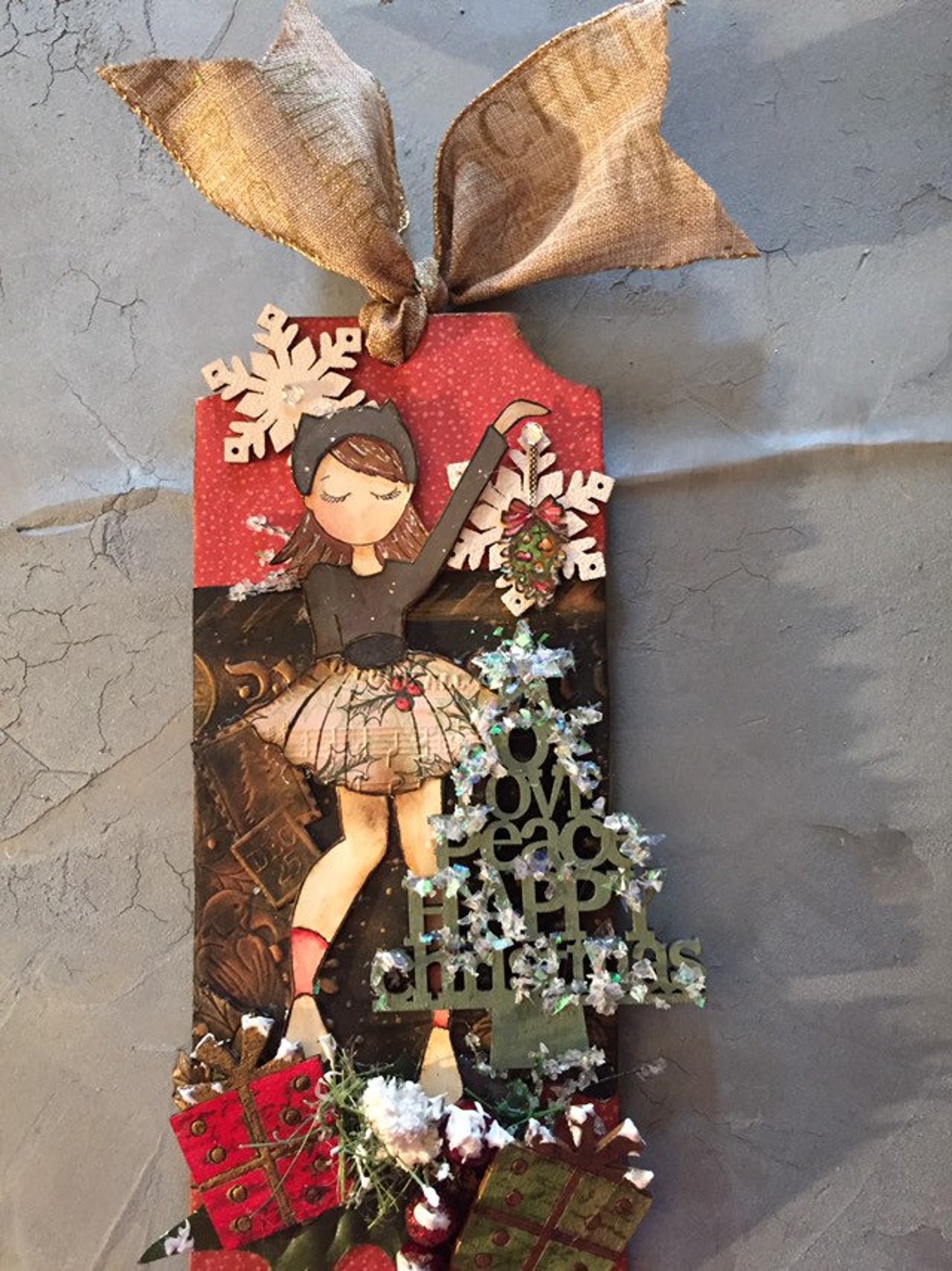 Set of Two Mixed Media Altered Art Tags Christmas Decor | Etsy