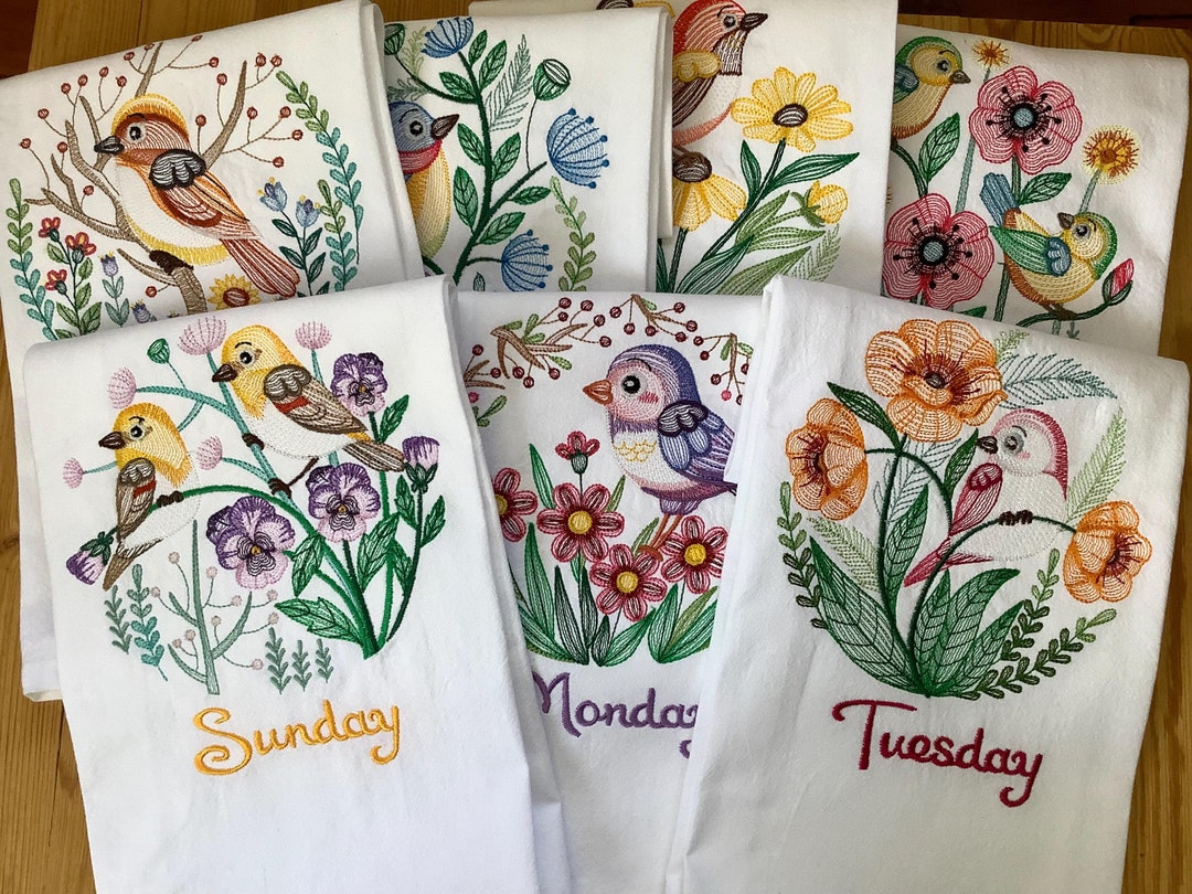 Set of DOW Days of Week 18 X 28 Flour Sack Kitchen Tea Towels ...