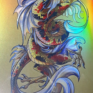 Koi Dragon - Holo/spot Effect 8X10 Art Print - Etsy