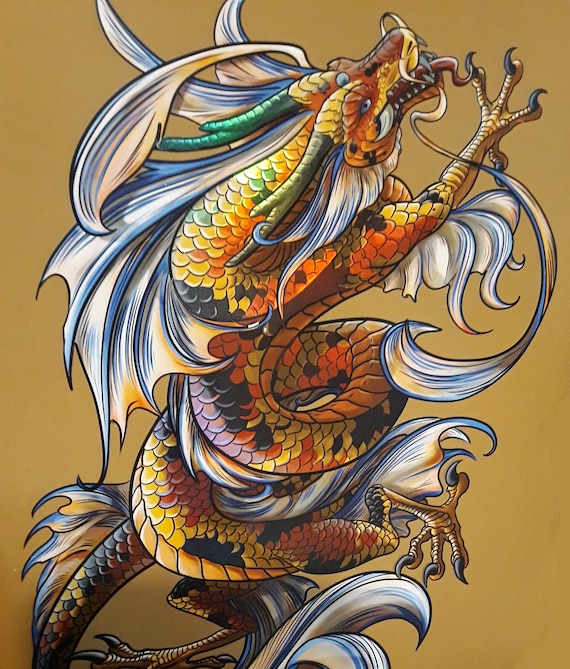 Koi Fish Dragon Art