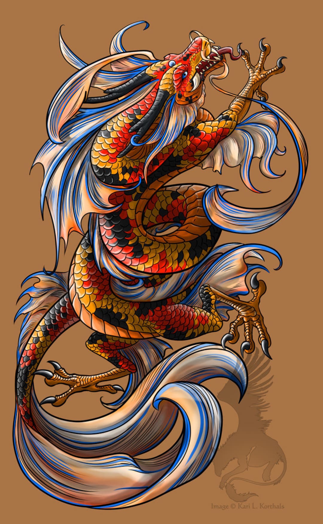 Koi Dragon Holo/spot Effect 8X10 Art Print - Etsy
