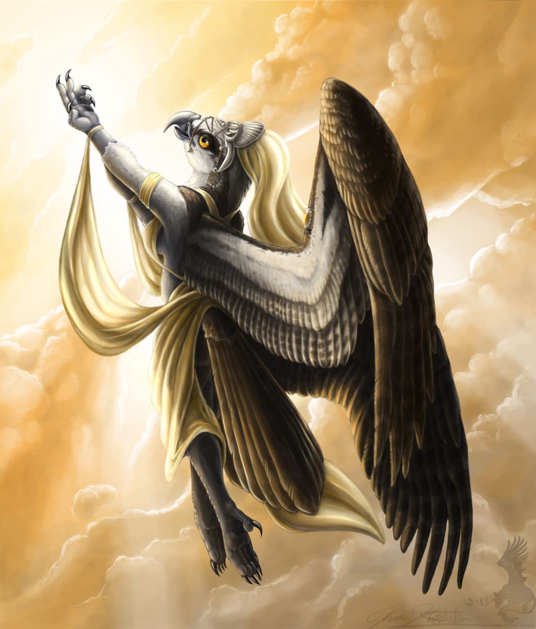 Holographic 8X10 Art Print - Anthro Osprey in Orange Clouds - Athena ...