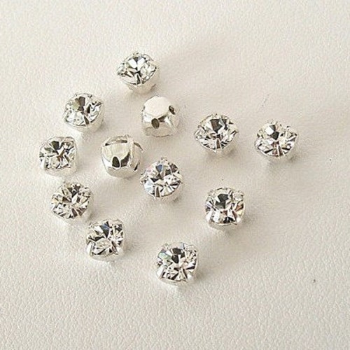 4mm Chaton Montees Rhinestones Sliver Set Sew on Glass - Etsy