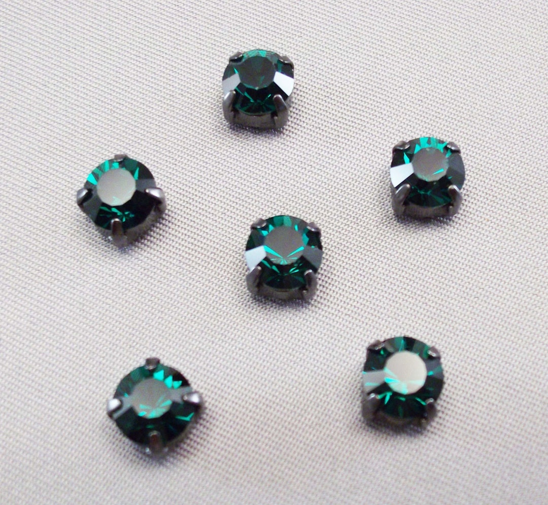 Set of 6 Emerald 6mm Chaton Montees,1028 Sew on Rhinestones, SS29 ...